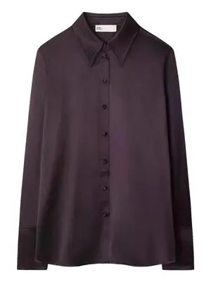 Tory Burch Cuffed Silk Shirt - Purple