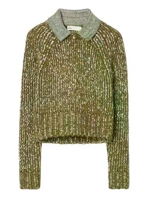 Tory Burch Contrasting-collar Sweater - Green