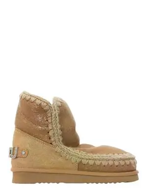 Mou Eskimo Crocheted Boots With Embellished Logo - Neutrals