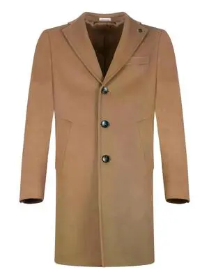BRERAS MILANO Lapel-collar Single-breasted Coat - Brown