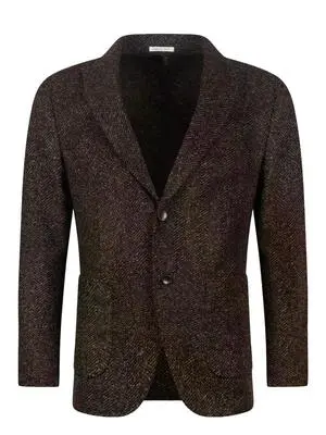 BRERAS MILANO Herringbone Single-breasted Blazer - Brown
