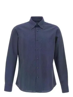 MARCHESANI Striped Button-down Shirt - Blue