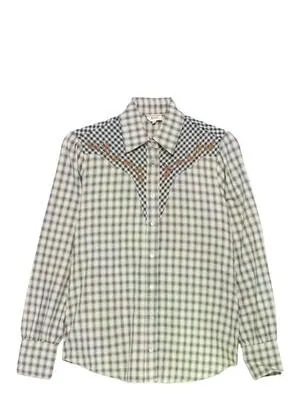 DIEGA Costelina Embroidered Checked Shirt - Blue