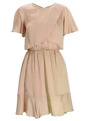 Armani Exchange Ruffled Overlay Dress - Neutrals