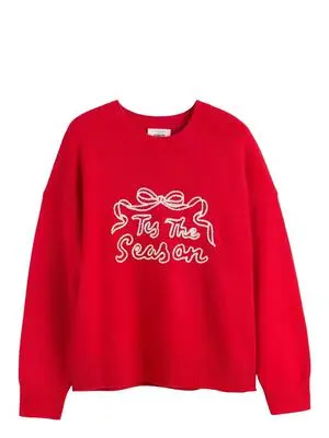 Chinti & Parker Bow-motif Slogan Sweater - Red