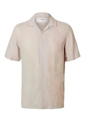 SELECTED Cuban Collar Short-sleeved Shirt - Neutrals