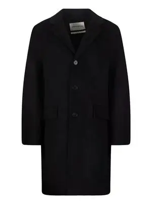 AMARANTO Single-breasted Wool Blend Coat - Black