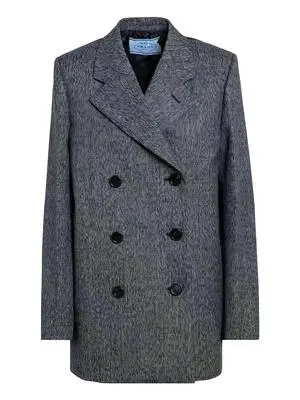 Prada Paneled Double-breasted Blazer - Grey