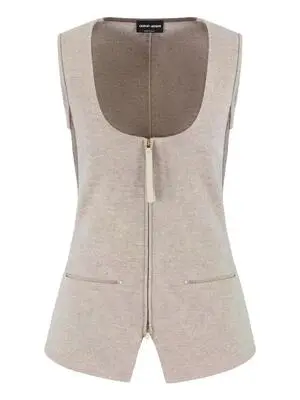 Giorgio Armani Scoop-neck Zip-up Waistcoat - Neutrals