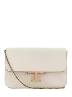 TOD'S Leather Crossbody Bag With Logo Plaque - White
