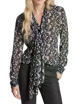 Michael Kors Floral-print Blouse - Black