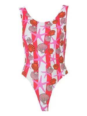 Lhd Key Biscayne Striped Print Bodysuit - Red