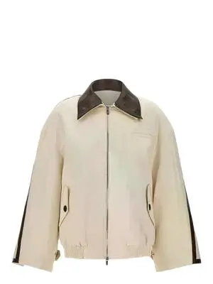 JACQUES Contrasting-collar Bomber Jacket - Neutrals