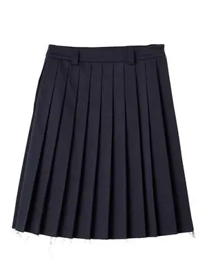 Miu Miu Pleated Chino Skirt - Navy