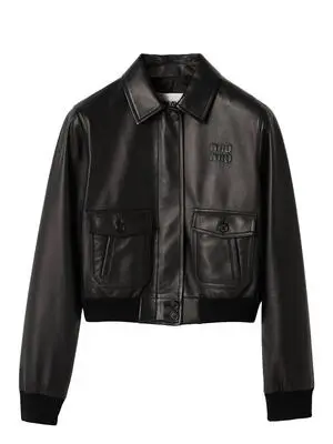 Miu Miu Nappa Leather Blouson Jacket - Black