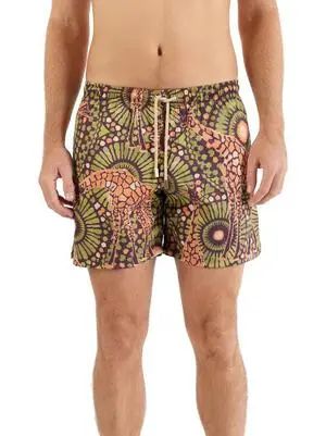 Kenny Flowers Animal Print Swim Trunks - Brown
