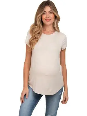 PINKBLUSH Basic Short Sleeve Top - Beige