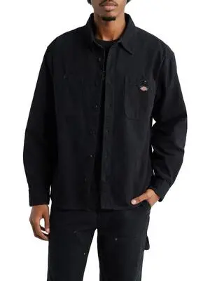 Dickies Johnsonville Relaxed Fit Cotton Canvas Button-up Shirt - Black