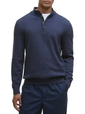 Barbour Avoch Mock Neck Half Zip Cotton Sweater Navy Marl