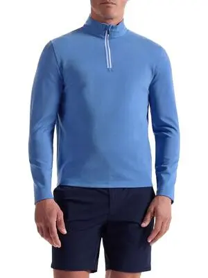 Bugatchi Solid Quarter Zip Pullover - Classic Blue