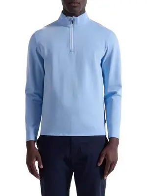 Bugatchi Solid Quarter Zip Pullover - Sky