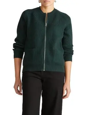 Universal Standard Vicki Zip-up Cardigan - Scarab Green