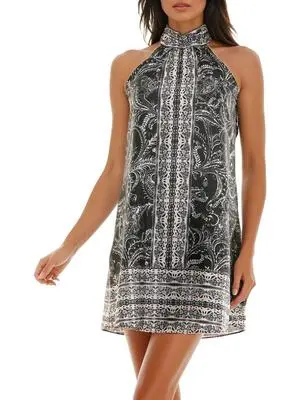 SOCIALITE Paisley Shift Minidress - Black/white