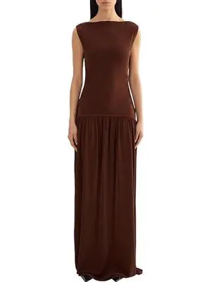 LAMARQUE Drop Waist Maxi Dress Brown