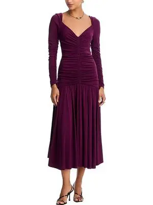 Cinq À Sept Evedene Ruched Midi Dress - Deep Plum