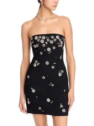 Cinq À Sept Tumbling Flowers Mini Dress Black