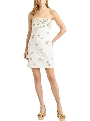 Cinq À Sept Tumbling Flowers Mini Dress Ivory