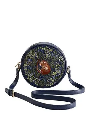FABLE ENGLAND Chloe Circle Bag Embroidered Dormouse - Navy
