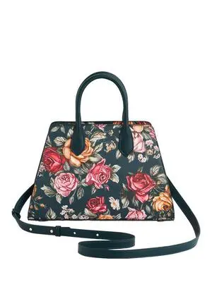 FABLE ENGLAND Roses Structured Medium Tote - Teal