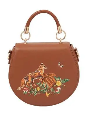 FABLE ENGLAND Fox & Pumpkin Embroidered Saddle Bag - Tan