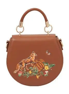 FABLE ENGLAND Fox & Pumpkin Embroidered Saddle Bag - Tan