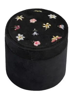 FABLE ENGLAND Floral Ditsy Embroidered Velvet Jewellery Box - Black