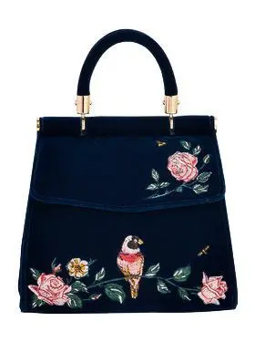 FABLE ENGLAND Mini Embroidered Top Handle Tote - Navy