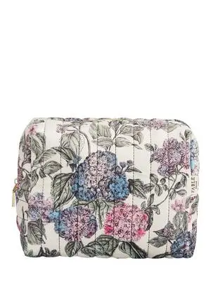 FABLE ENGLAND Hydrangea Large Quilted Makeup Bag - Purple