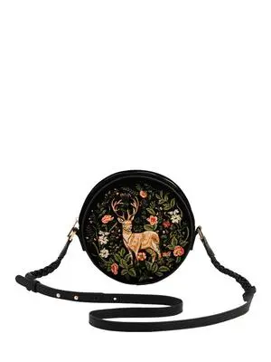 FABLE ENGLAND Aurora Fawn Embroidered Circle Bag - Black