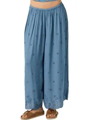 O'Neill Delaney Eyelet Wide Leg Pants - Provincial Blue