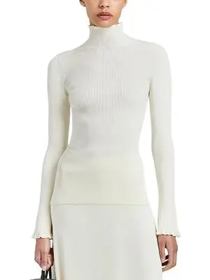 Proenza Schouler White Label Phyllis Turtleneck Knit Top - Off White