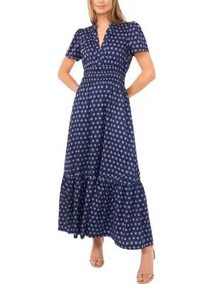 CECE DUPRAZ Medallion Print Maxi Dress - Classic Navy