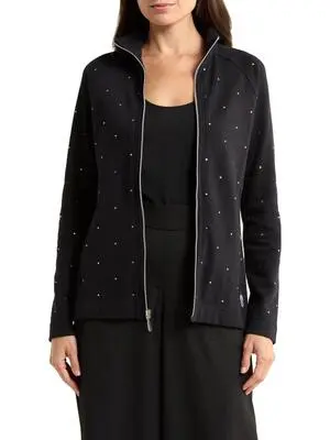 Tommy Bahama Aruba Rhinestone Zip Cardigan - Black