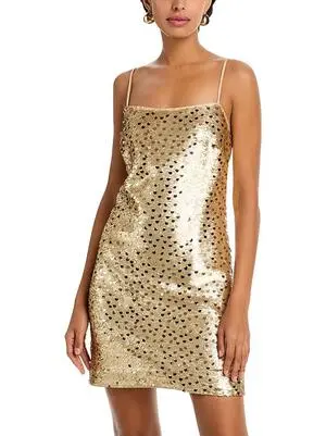 MILLY Colette Dot Sequin Mini Dress - Gold