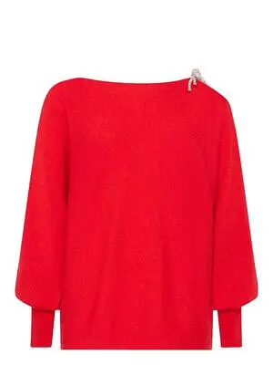 MILLY Ida Bow Detail Sweater Red