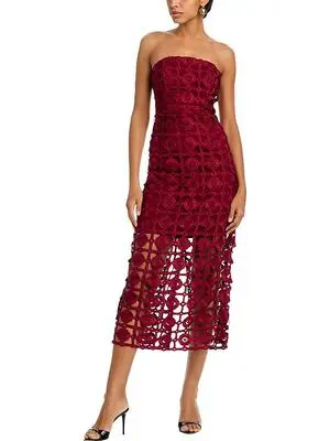 MILLY Kait Tile Lace Dress - Burgundy