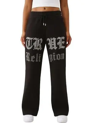 True Religion Crystal Wide Leg Drawstring Pants Jet Black