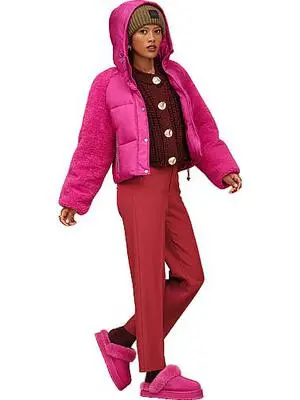 Pink Ugg® Mykah Uggbraid Puffer Jacket - Pink