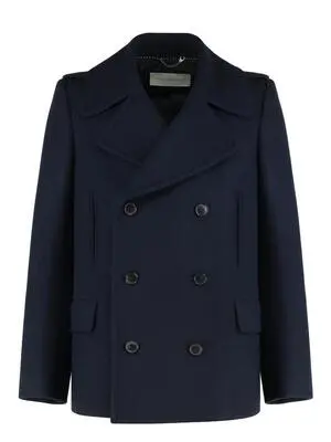 Dries Van Noten Double-breasted Wool-blend Coat - Blue