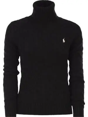 Ralph Lauren Wool And Cashmere Cable-knit Turtleneck Sweater - Black